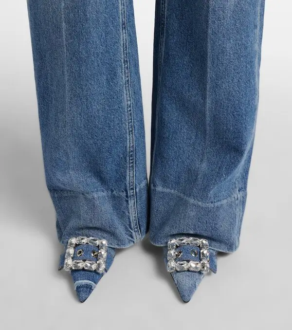 Dolce & Gabbana Embellished Denim Pointed Toe Pumps