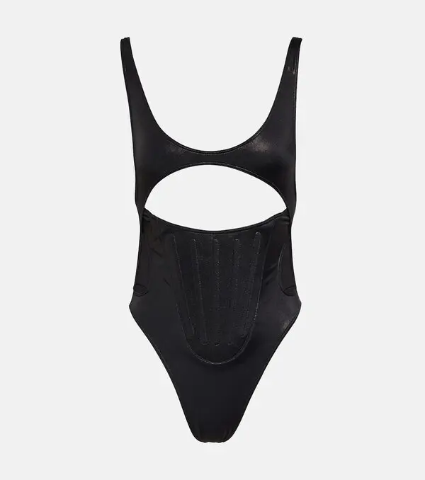 MUGLER Cutout Swimsuit - Black