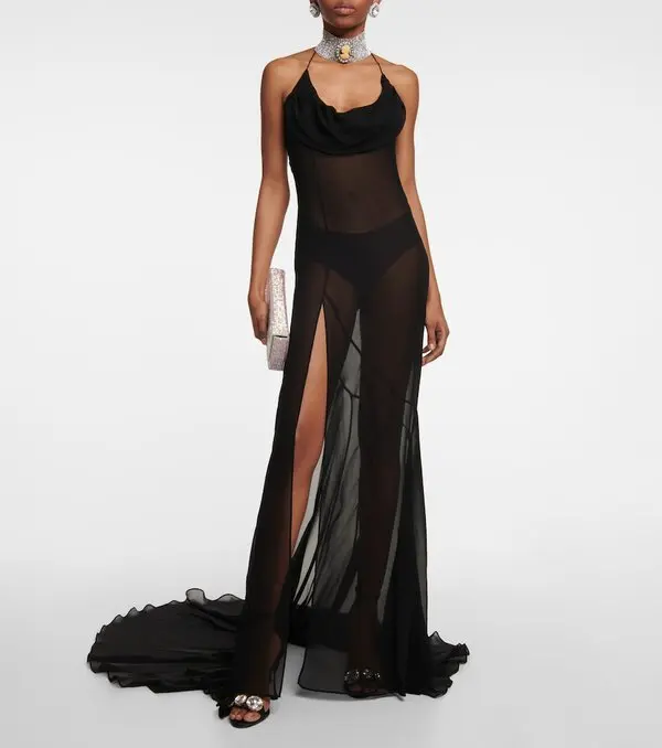 Alessandra Rich Silk Georgette Gown