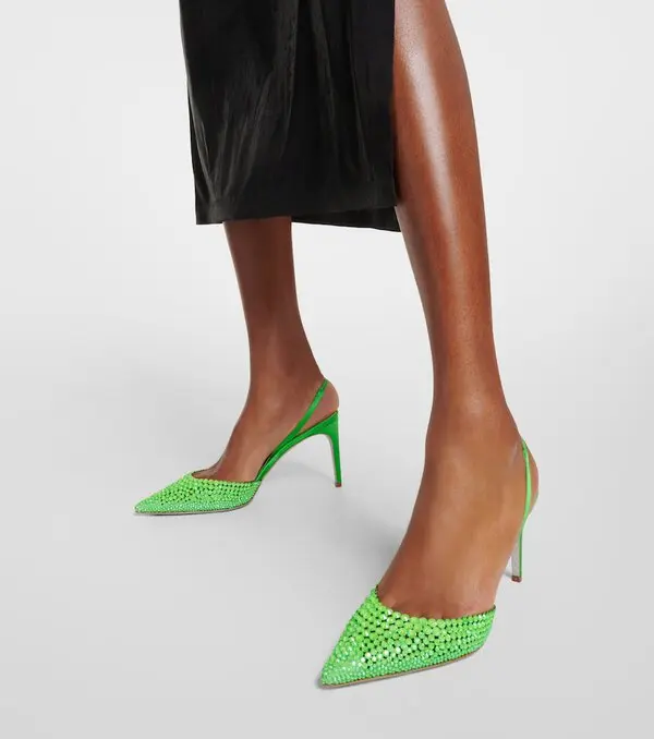 Rene Caovilla Embellished Satin Slingback Pumps