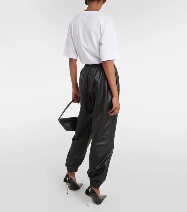 Wardrobe.NYC Lamb Leather Drawstring Track Pants