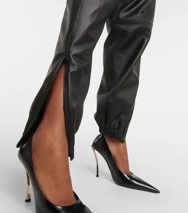 Wardrobe.NYC Lamb Leather Drawstring Track Pants