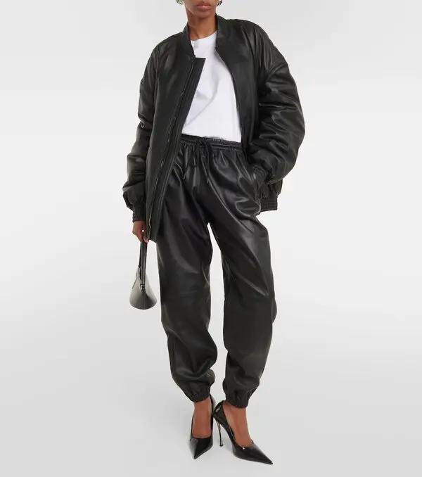 Wardrobe.NYC Lamb Leather Drawstring Track Pants