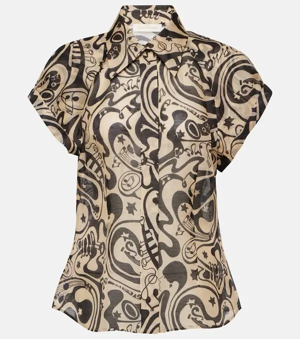 Zimmermann Matchmaker Printed Linen And Silk Blend Blouse
