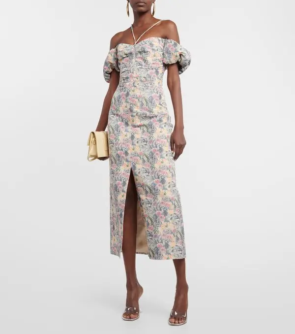 MARKARIAN Ruched Off-the-shoulder Midi Dress