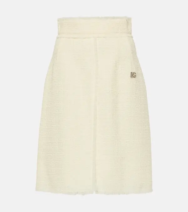 Dolce & Gabbana Wool-blend Tweed Midi Skirt - Beige