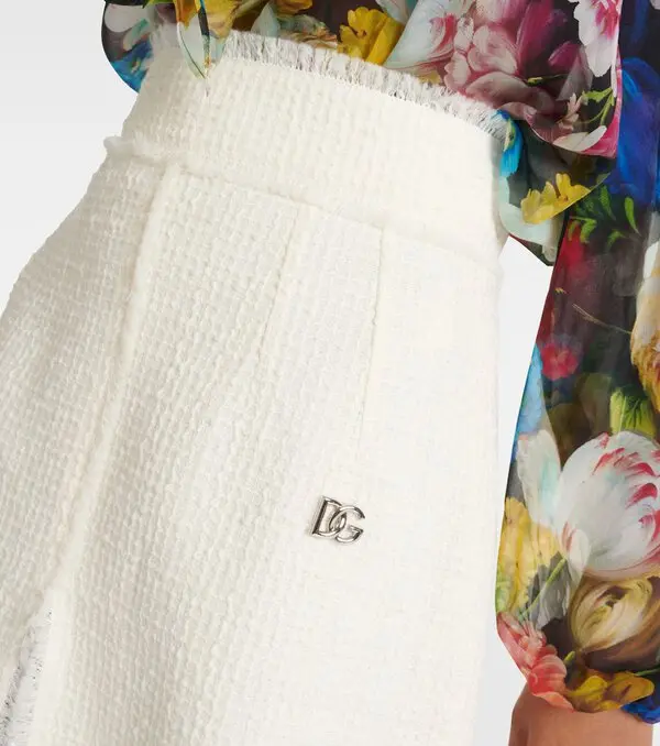 Dolce & Gabbana Wool-blend Tweed Midi Skirt - Beige