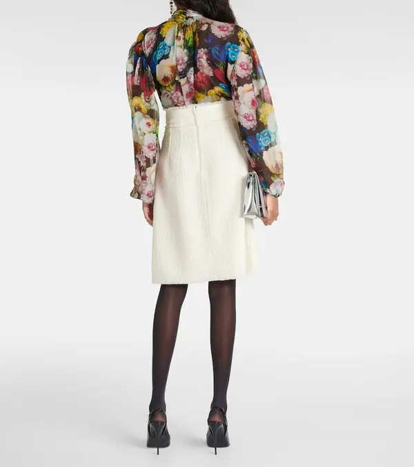 Dolce & Gabbana Wool-blend Tweed Midi Skirt - Beige