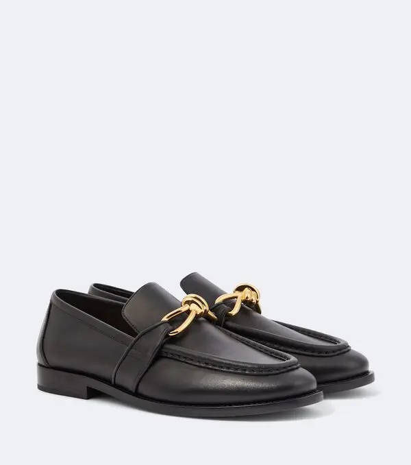Bottega Veneta Astaire Knot Leather Loafers - Onyx