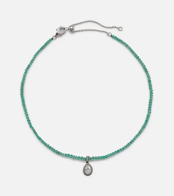 KAMYEN 18kt Gold Choker With Emeralds And Diamonds - Green