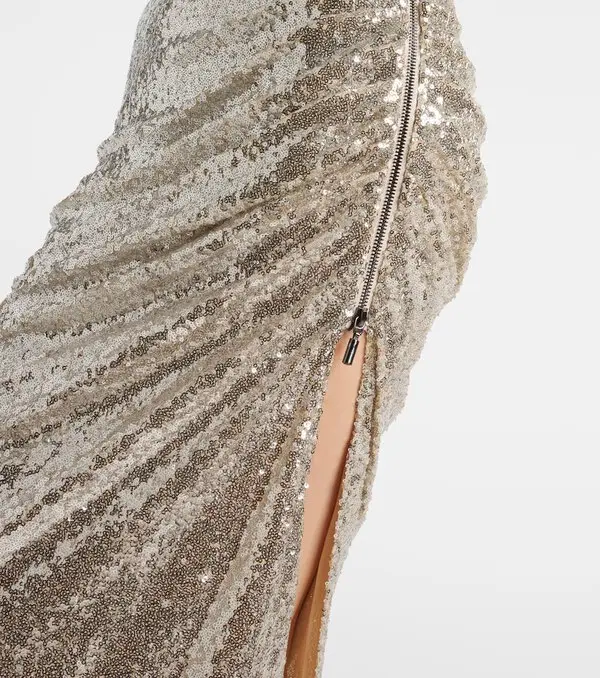 Maticevski Luna Draped Sequined Maxi Skirt