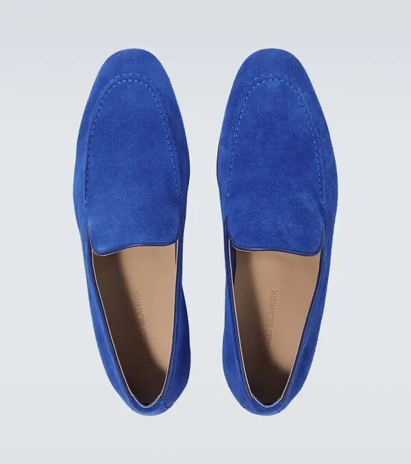Manolo Blahnik Truro Suede Loafers - Blue