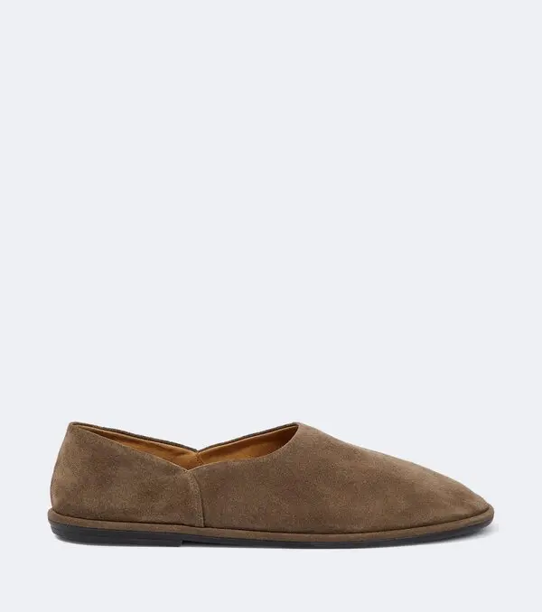 THE ROW Canal Suede Flats Ash - Grey