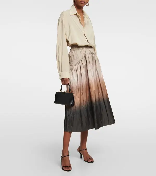 Vince High-rise Printed Satin Skirt