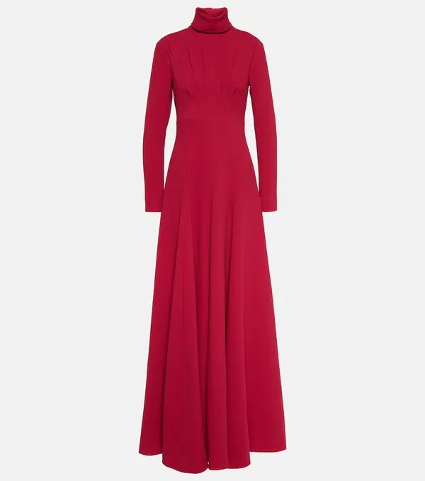 EMILIA WICKSTEAD Oakley Pleated Crepe Maxi Dress - Red
