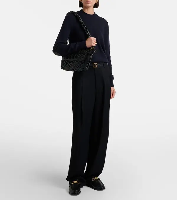 Bottega Veneta Cashmere And Leather Sweater - Blue