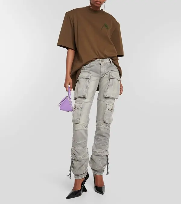 Attico Heather Cotton Cargo Pants - Grey