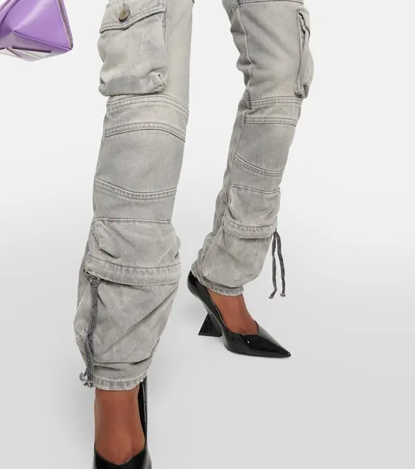 Attico Heather Cotton Cargo Pants - Grey