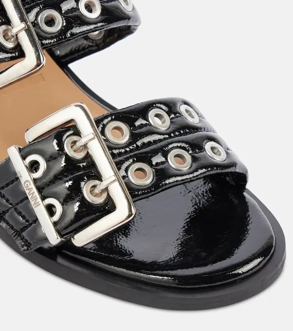 GANNI Quilted Mules With Buckle Detailing