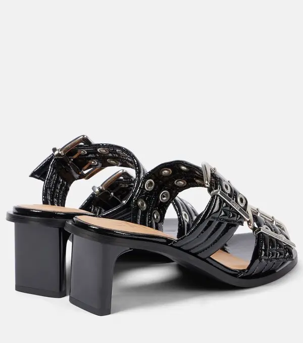 GANNI Quilted Mules With Buckle Detailing