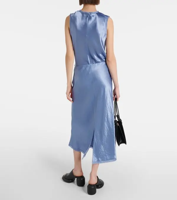 Vince Fringed Satin Midi Skirt