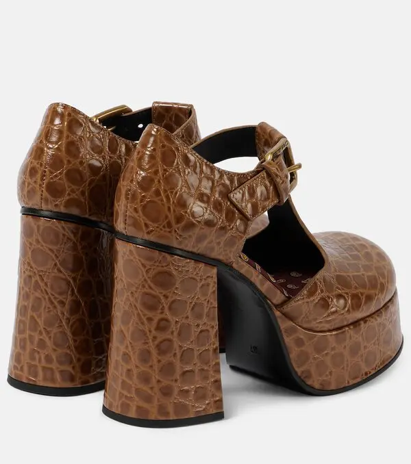 Etro Croc-effect Leather Mary Jane Pumps