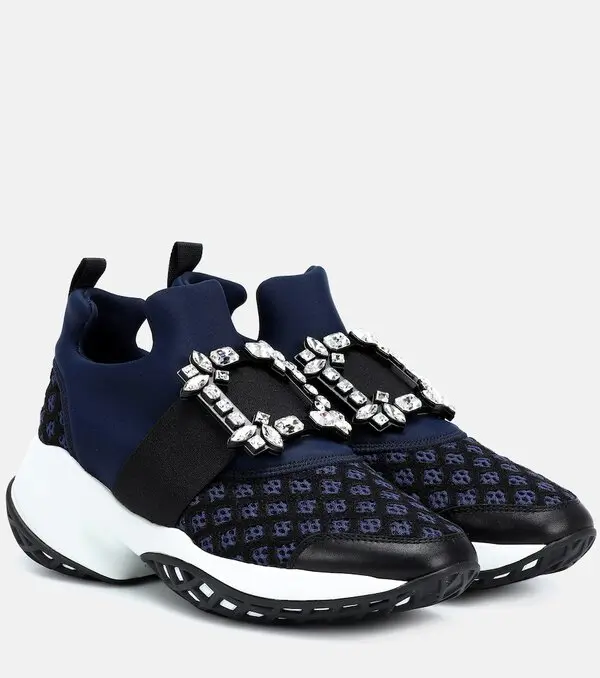 ROGER VIVIER Viv' Run Strass Buckle Sneakers - Blue