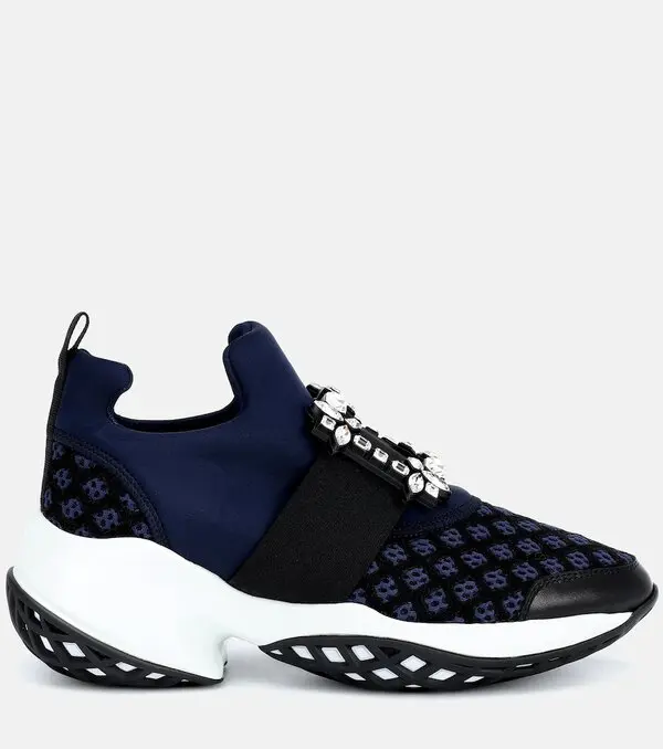 ROGER VIVIER Viv' Run Strass Buckle Sneakers - Blue