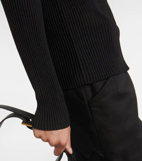 TOM FORD Ribbed Knit Button Front Cardigan - Black