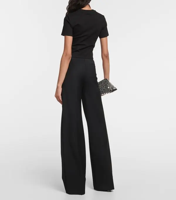 AREA Embellished Crop Top - Black