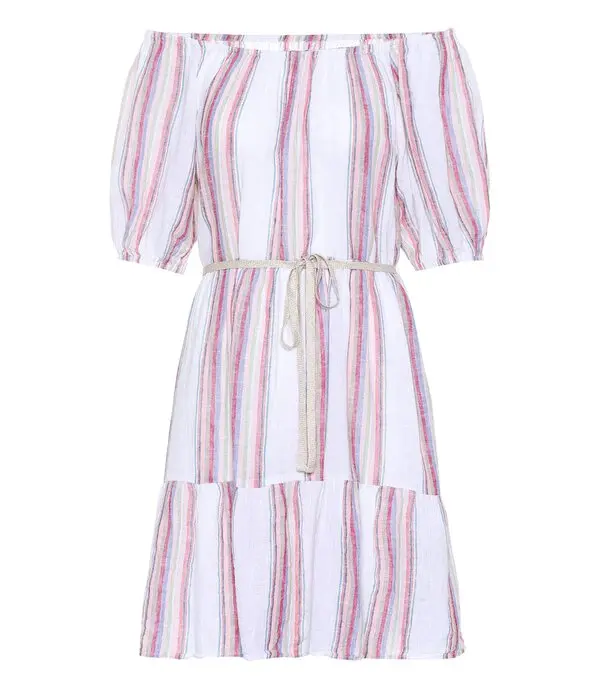 Velvet By Graham & Spencer Cinthia Striped Linen-blend Mini Dress - Multicoloured