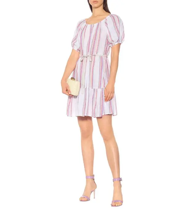 Velvet By Graham & Spencer Cinthia Striped Linen-blend Mini Dress