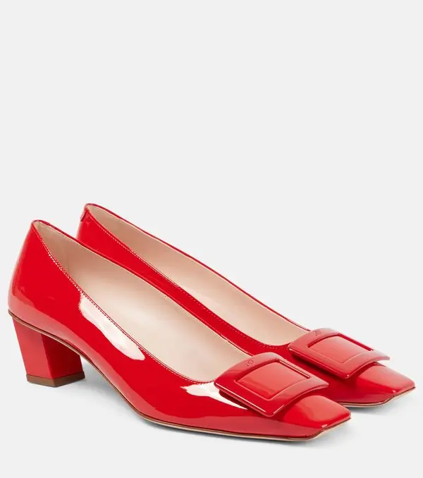 ROGER VIVIER Belle Vivier 45 Patent Leather Slingback Pumps - Red
