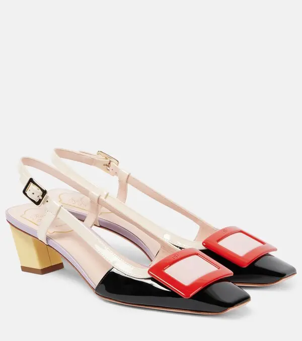ROGER VIVIER Belle Vivier Square Toe Slingback Pumps - Multicoloured