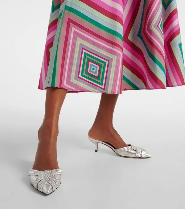 AQUAZZURA Felix 50 Leather Mules - Silver