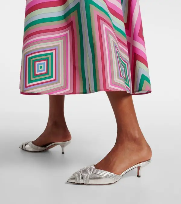 AQUAZZURA Felix 50 Leather Mules - Silver