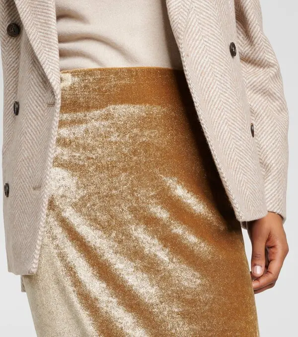 Brunello Cucinelli High-rise Velvet Maxi Skirt