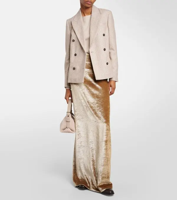 Brunello Cucinelli High-rise Velvet Maxi Skirt