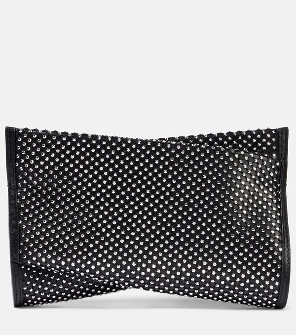 CHRISTIAN LOUBOUTIN Loubitwist Small Embellished Leather Clutch - Black