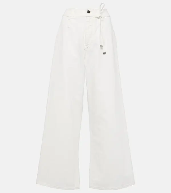 Etro High-rise Wide-leg Jeans With Embroidery - White