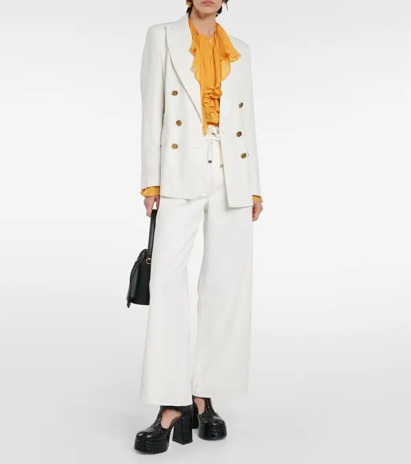 Etro High-rise Wide-leg Jeans With Embroidery - White