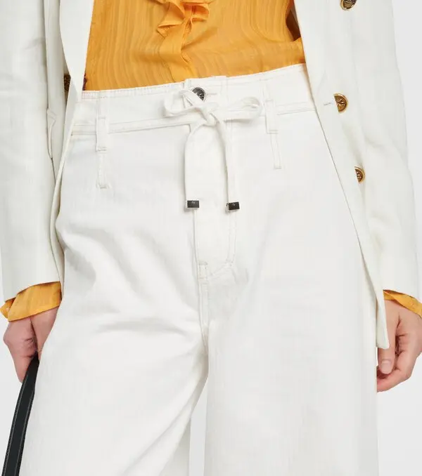 Etro High-rise Wide-leg Jeans With Embroidery - White