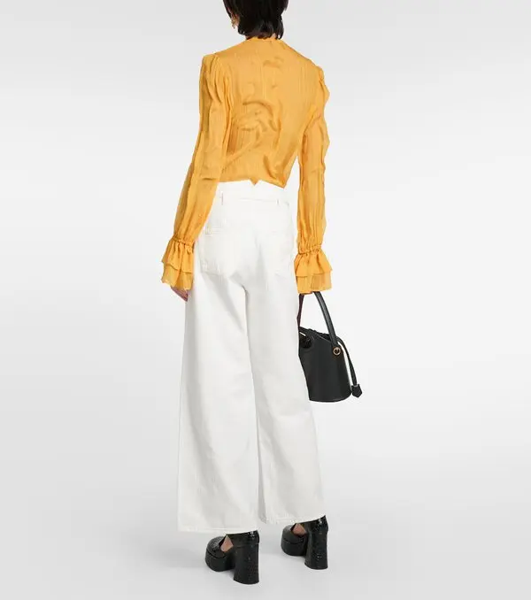 Etro High-rise Wide-leg Jeans With Embroidery - White