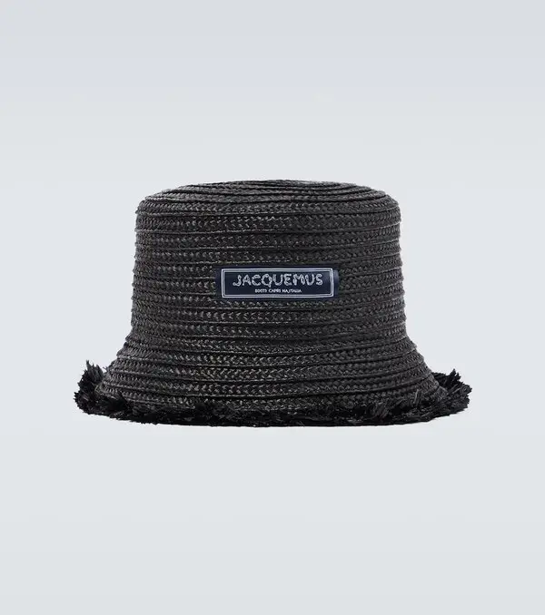 Jacquemus Le Bob Bacino Raffia Bucket Hat - Black