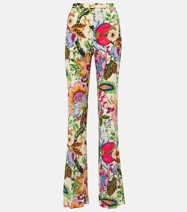 Etro High-rise Floral Print Straight Leg Trousers - Multicoloured
