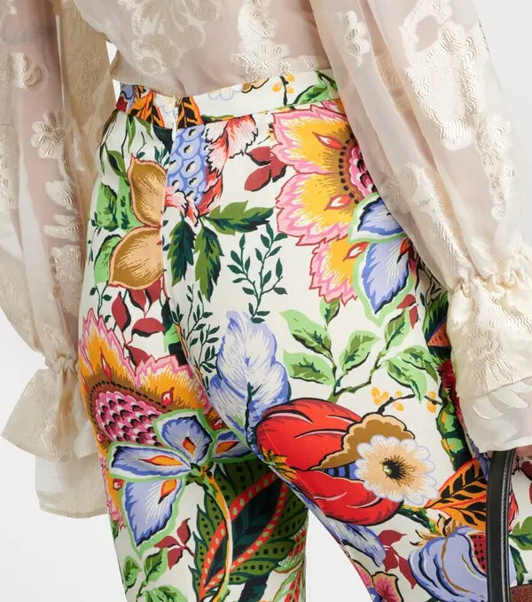 Etro High-rise Floral Print Straight Leg Trousers - Multicoloured