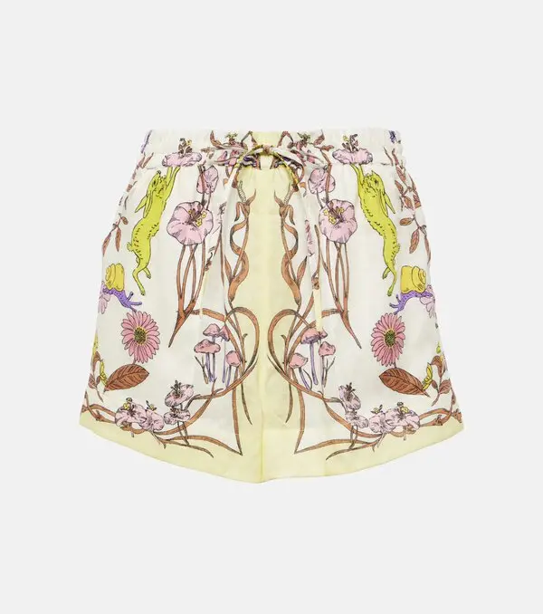 Tory Burch Floral Linen High-rise Shorts - Multicoloured