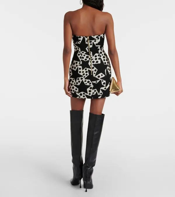 AREA Jacquard Strapless Cotton-blend Minidress