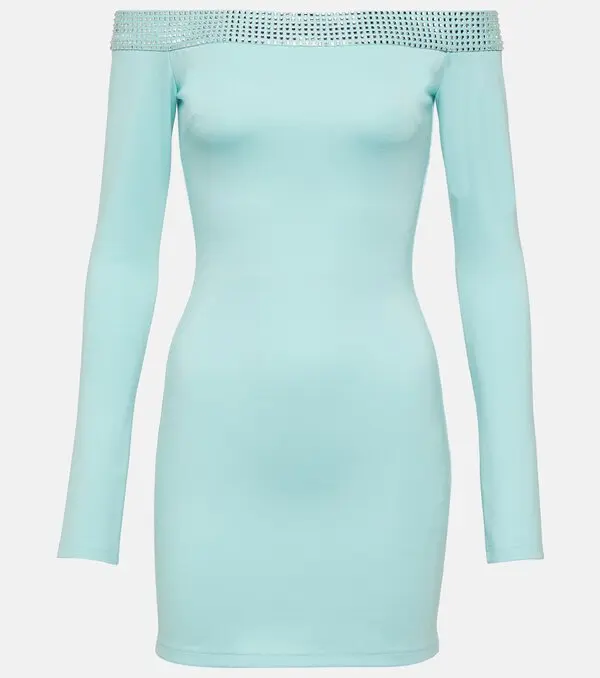 David Koma Crystal-embellished Mini Dress - Blue