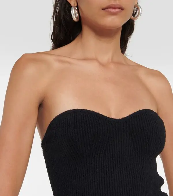 Wardrobe.NYC Ribbed-knit Cotton-blend Strapless Top